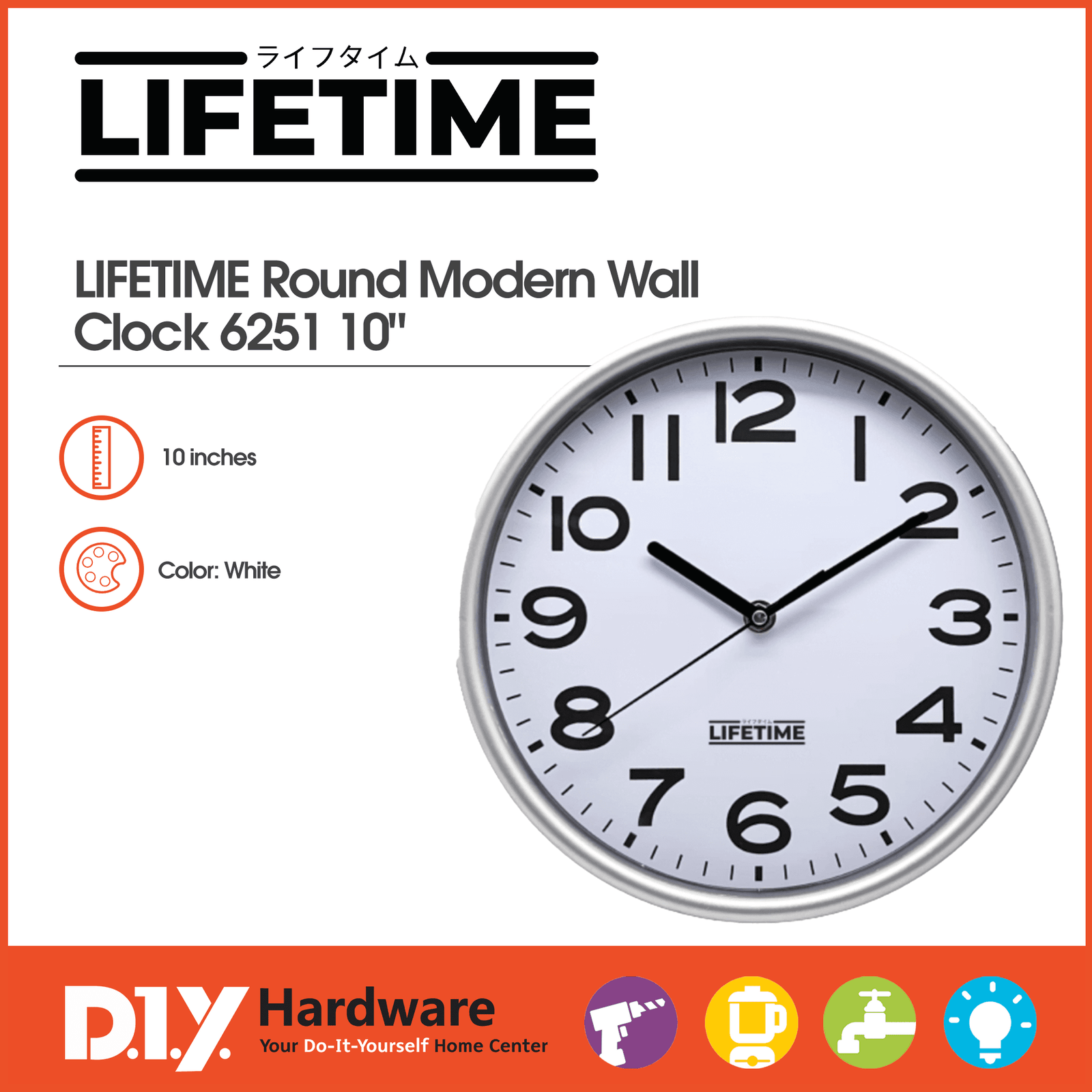 Buy LIFETIME by DIY Hardware Round Modern Wall Clock 6251 10" Online ...