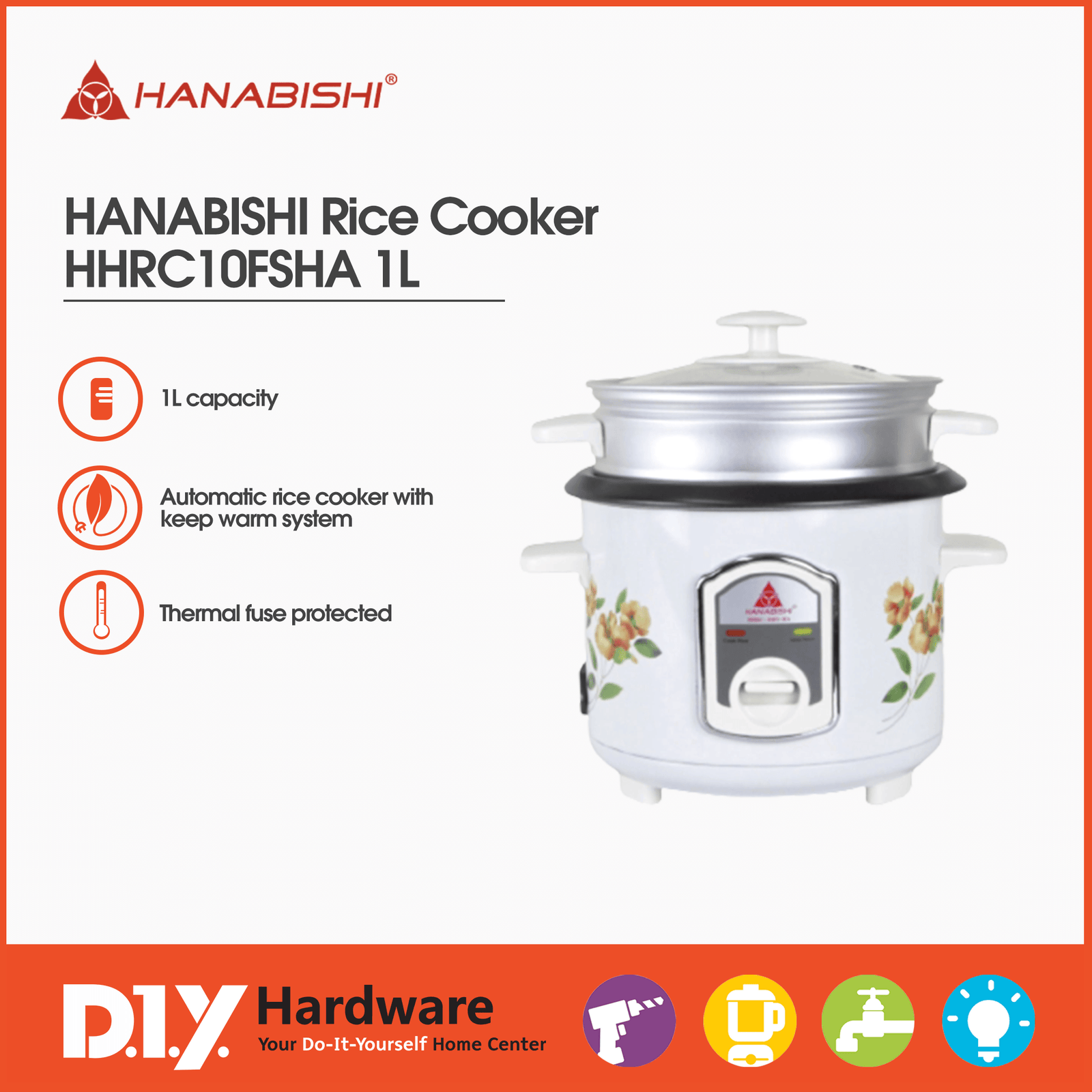 Buy Hanabishi Rice Cooker HHRC10FSHA 1L Online - DIY Hardware